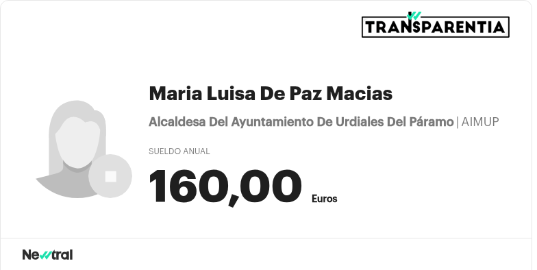 Conoce el salario público de Maria Luisa De Paz Macias | Transparentia | Newtral