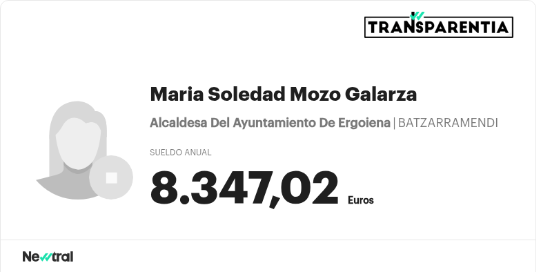 Conoce el salario público de Maria Soledad Mozo Galarza | Transparentia | Newtral