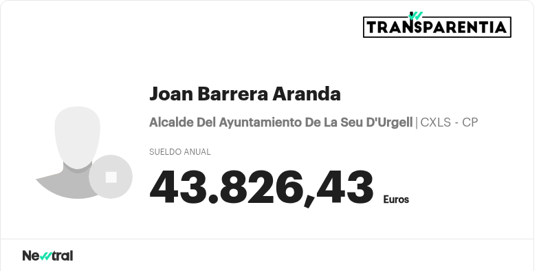 Conoce el salario público de Joan Barrera Aranda | Transparentia | Newtral