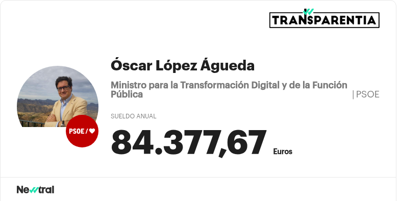 Conoce el salario público de Óscar López Águeda | Transparentia | Newtral